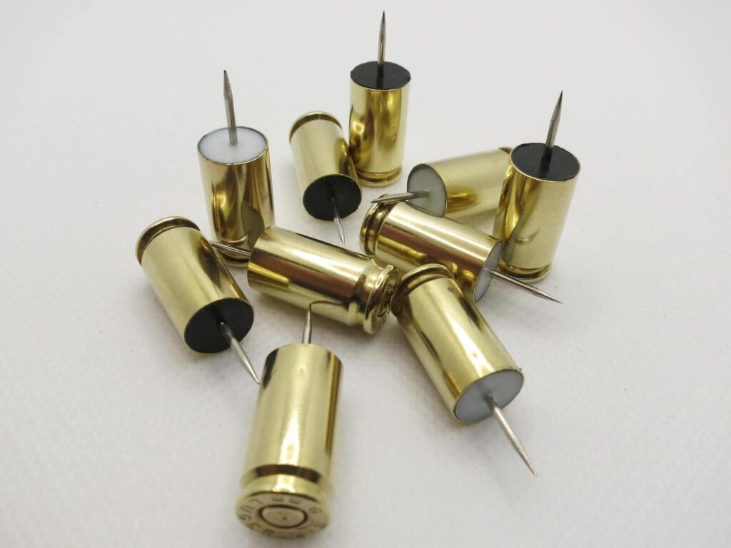 9mm Luger Bullet Push Pins\ Thumb Tacks - Pack of 10 - Lynx-ammo